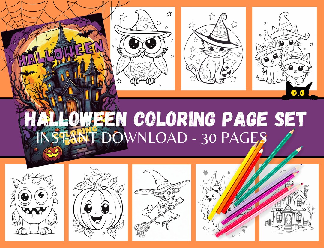 Halloween Coloring Pages for Kids, Coloring Sheets Halloween Party ...