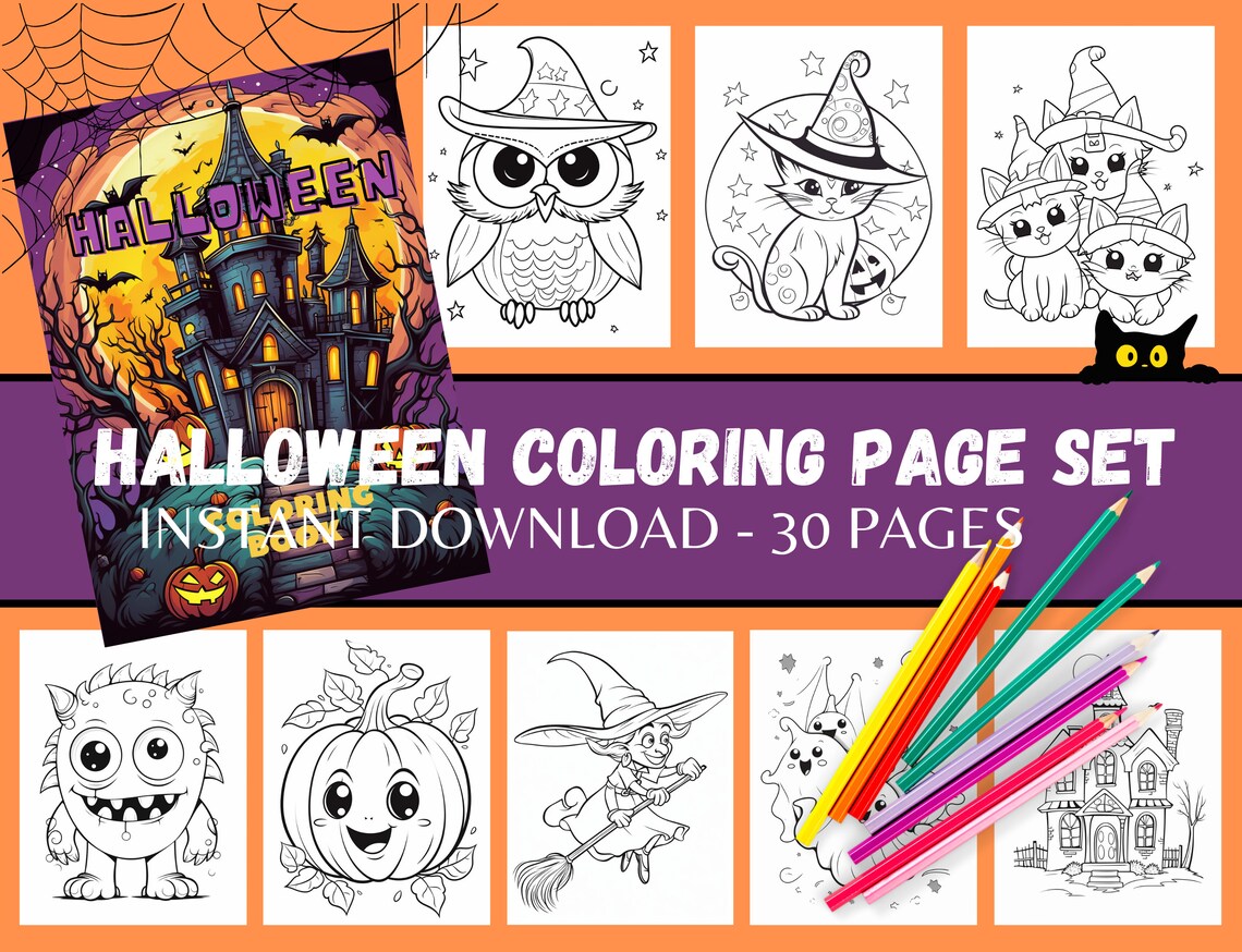 Halloween Coloring Pages for Kids, Coloring Sheets Halloween Party ...
