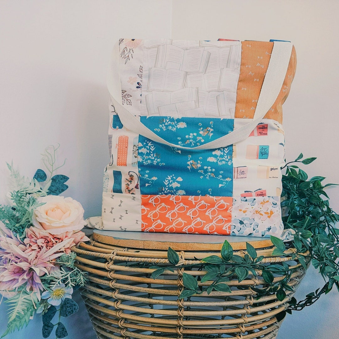 Reading Corner Patchwork Tote Book Bag - Etsy