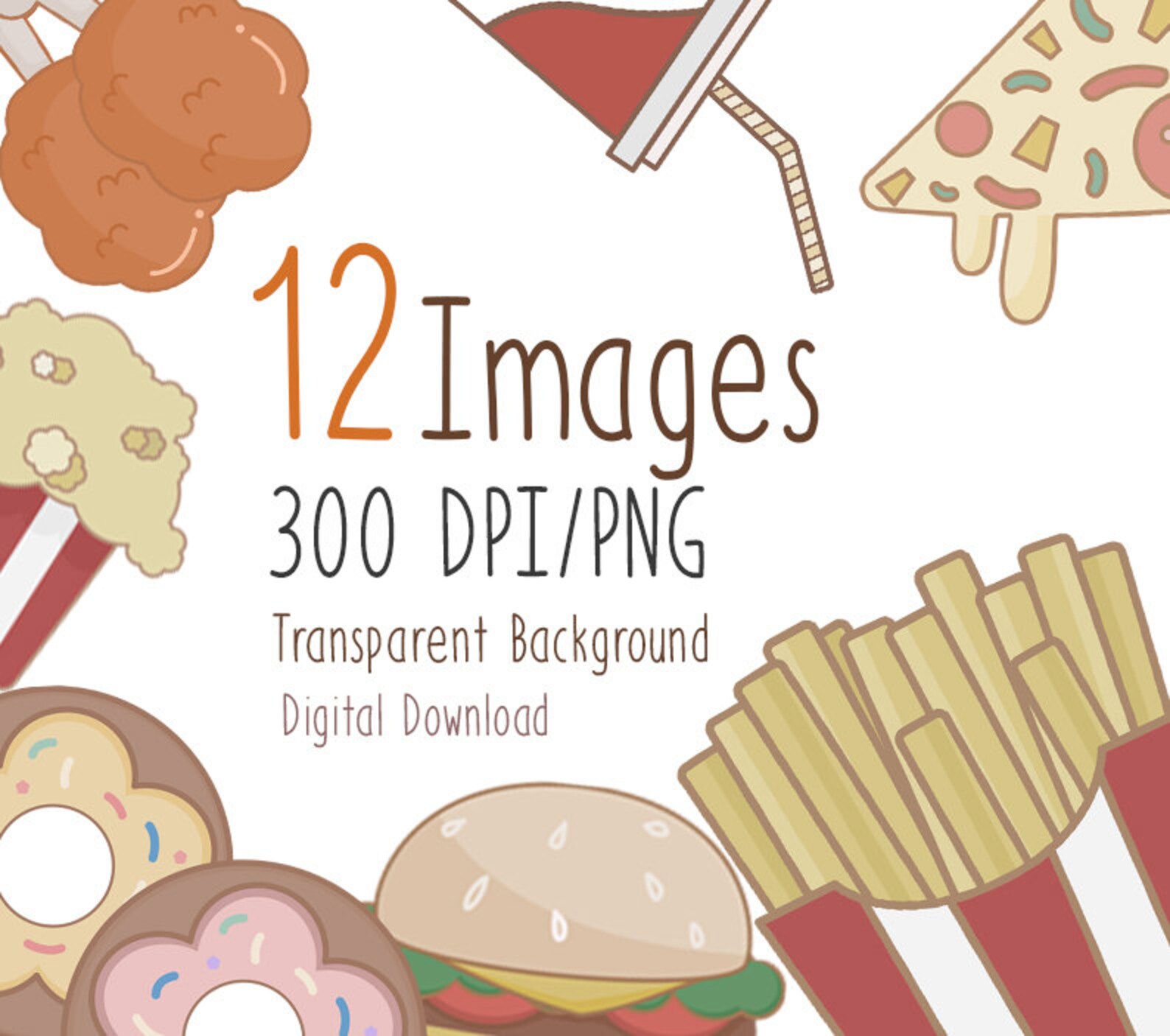 Fast Food Clipart Set, Food Clipart Set, PNG Format , Png File ...