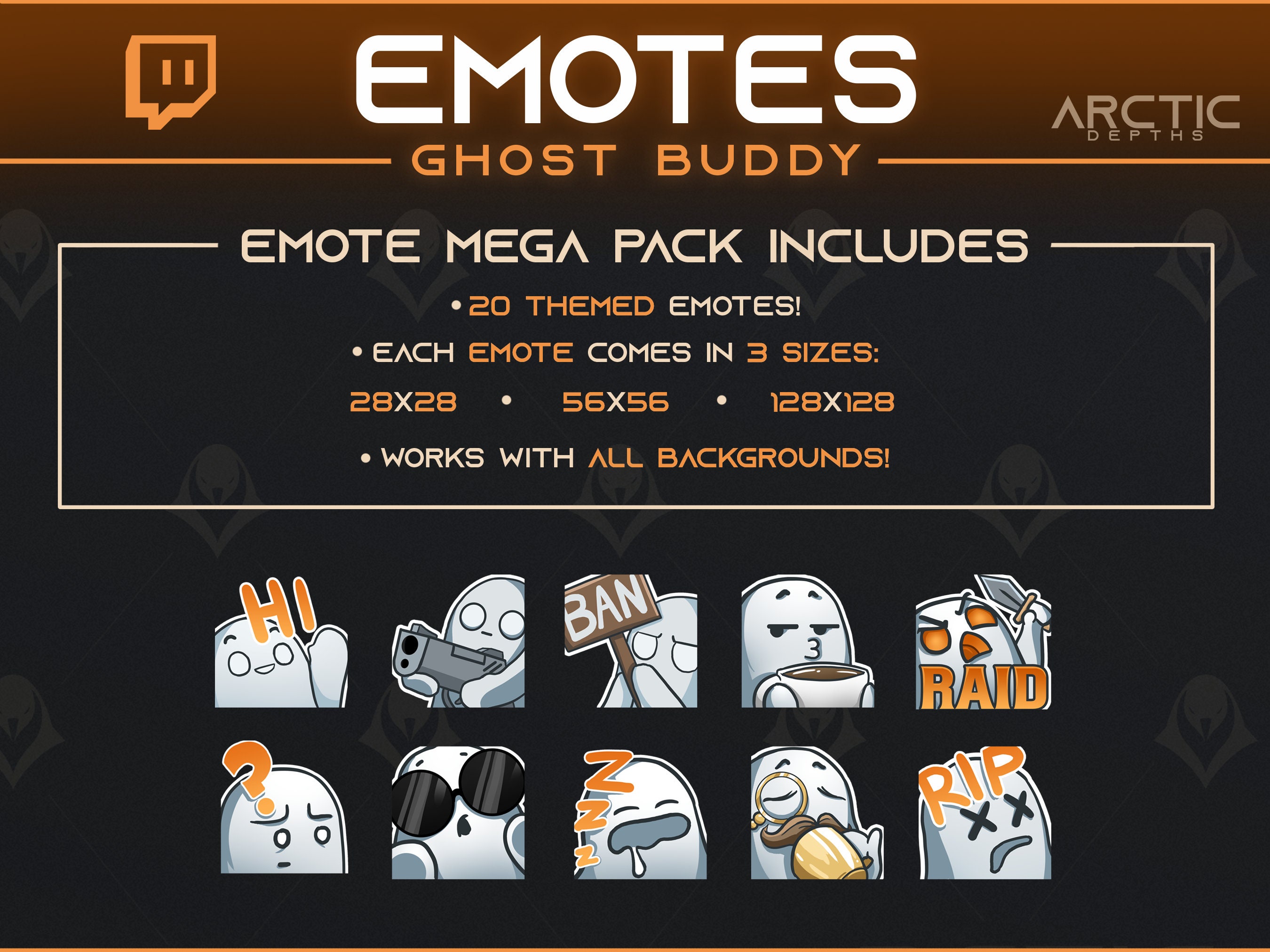 Ghost Twitch Emotes - MEGA PACK - Spooky Emotes, Halloween Twitch ...