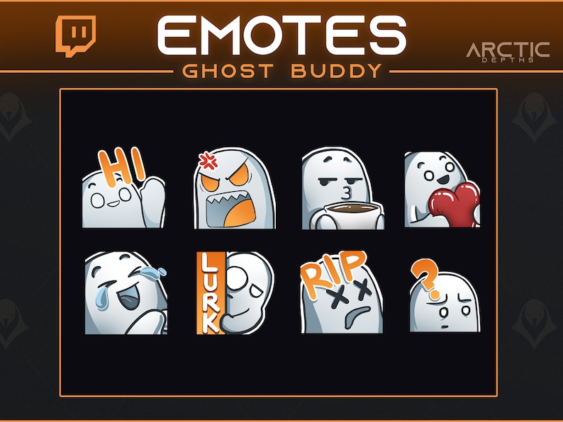 Ghost Twitch Emotes - CORE PACK - Spooky Emotes, Halloween Twitch ...