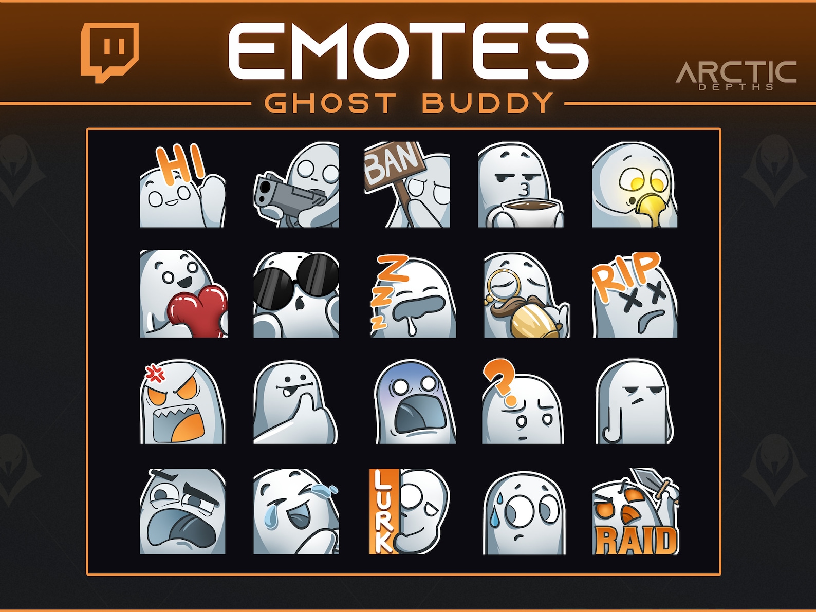 Ghost Twitch Emotes - MEGA PACK - Spooky Emotes, Halloween Twitch ...