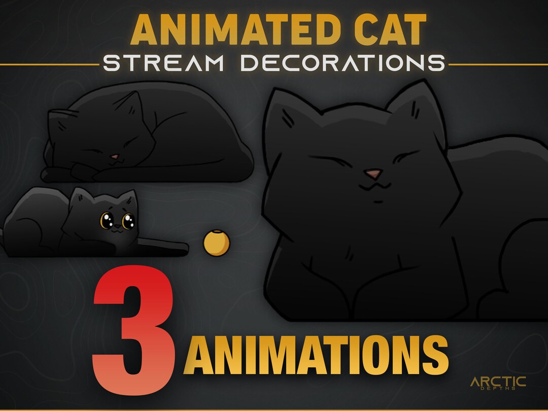 Animated Stream Decoration - Black Cat - Cat Twitch Overlay, Kitten ...