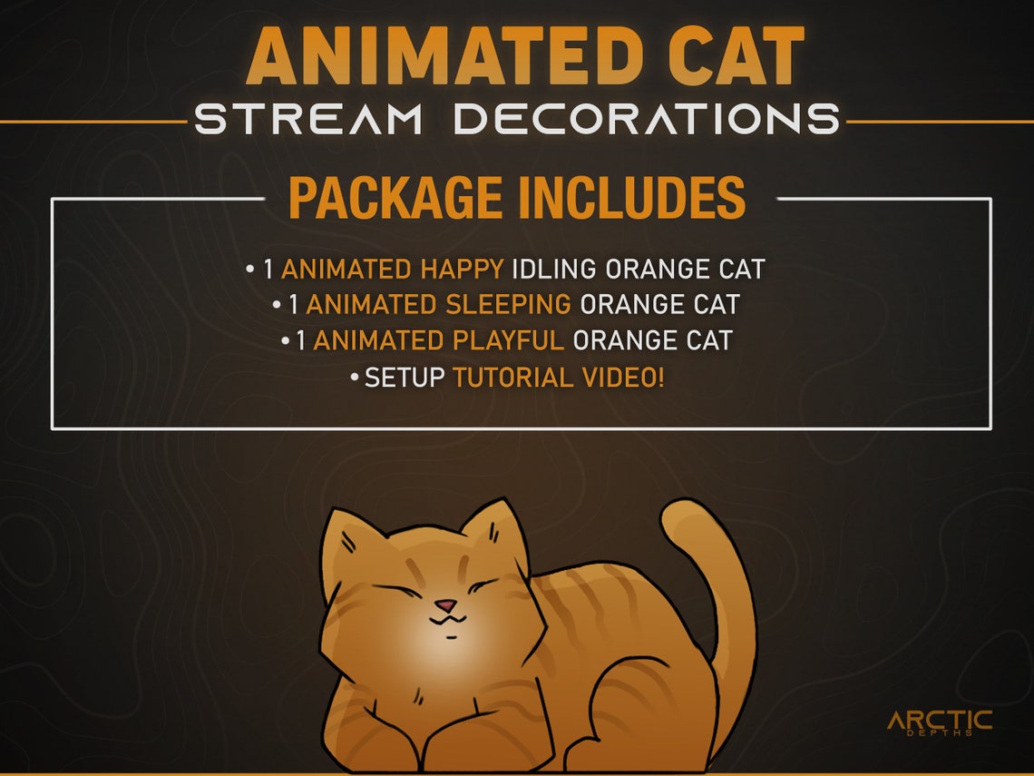 Animated Stream Decoration Orange Cat Cat Twitch Overlay, Kitten Stream ...