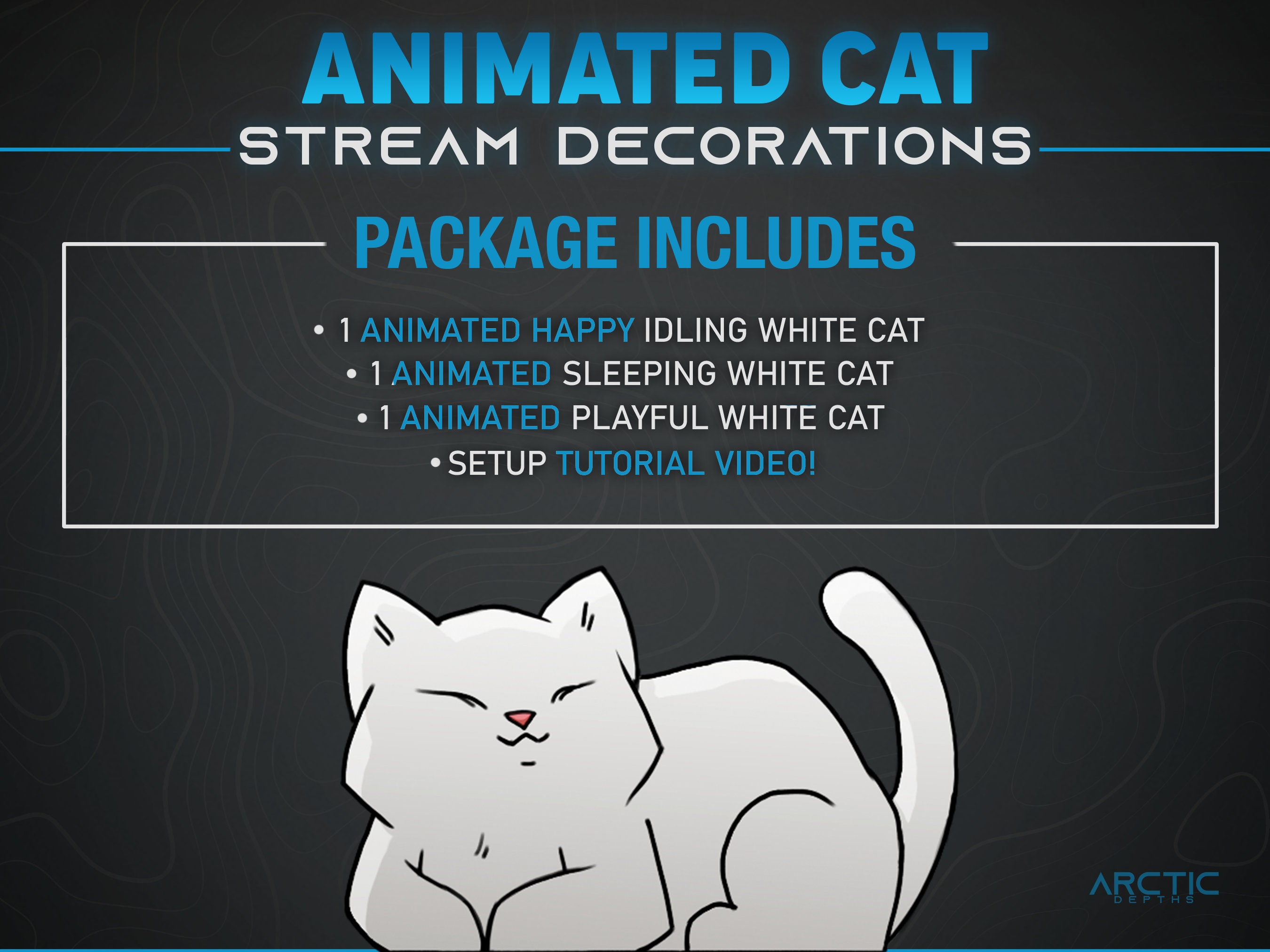 Animated Stream Decoration - White Cat - Cat Twitch Overlay, Kitten ...