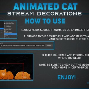 Animated Stream Decoration - White Cat - Cat Twitch Overlay, Kitten ...
