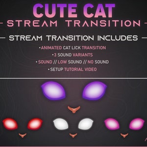 CAT Stream Transition - Kitten Lick - Cat Twitch Alert, Cute Animation ...