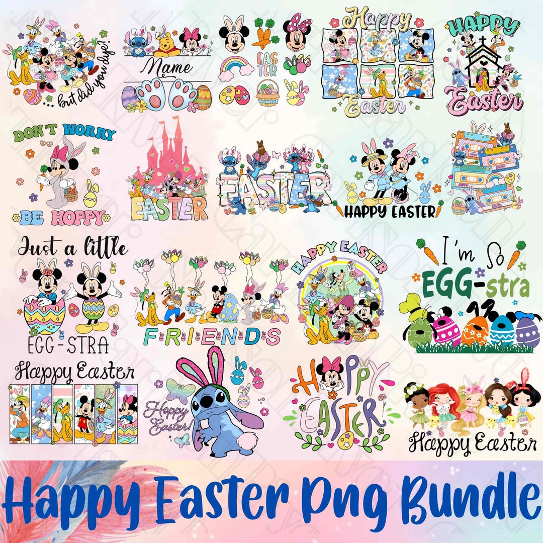 15 Designs Mickey and Friends Easter PNG Bundle, Stitch Easter Png, Dis_neyland Easter PNG ...