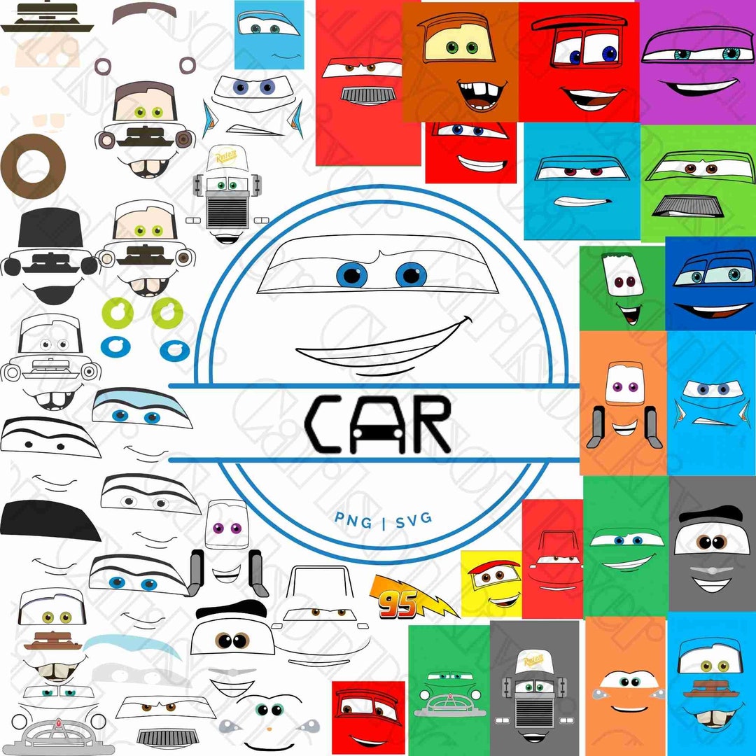 50 Designs Cars Face Svg Cars Png Cars Face Svg Lightning - Etsy UK