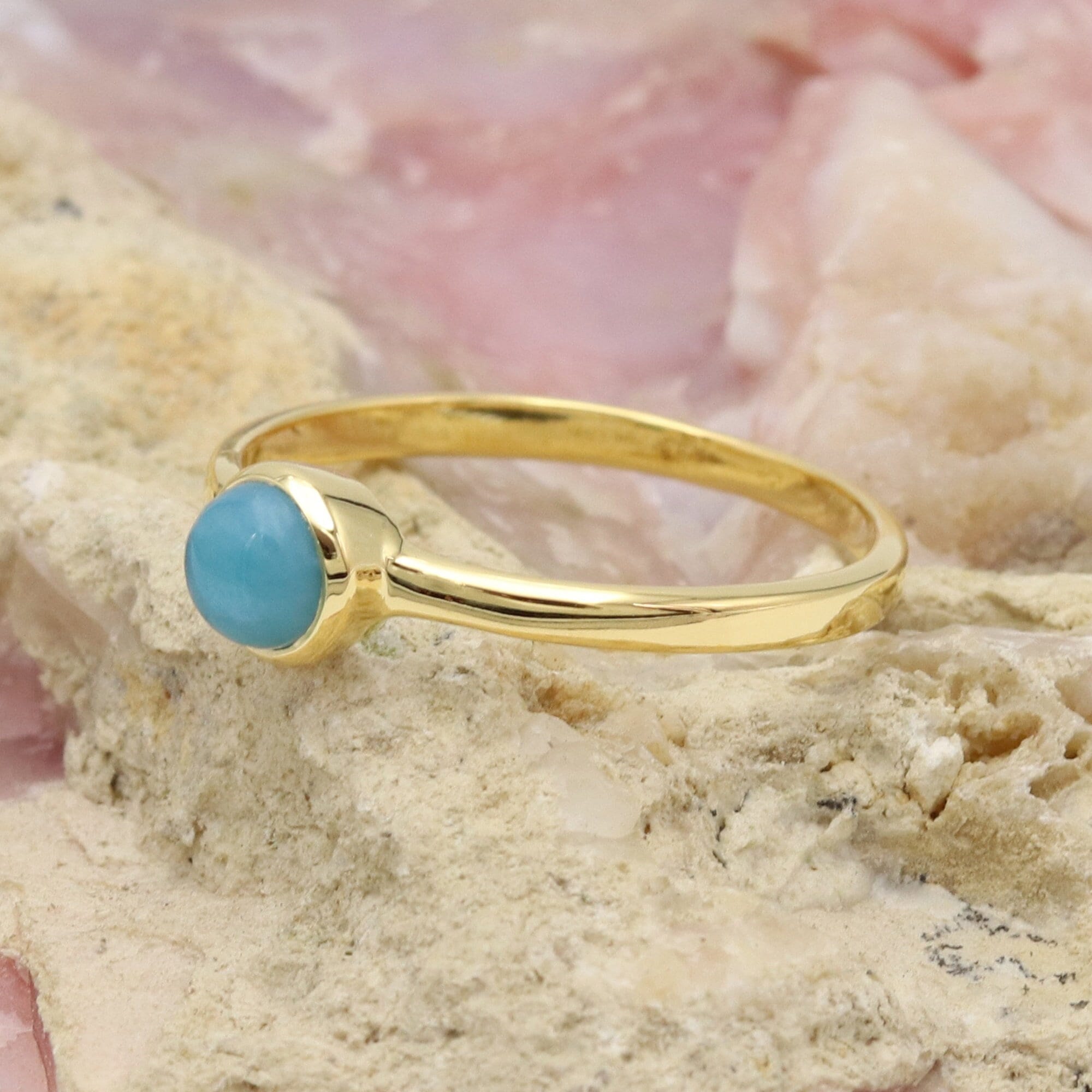 Larimar Ring, Minimalist Gold Vermeil Ring, Sterling Silver Larimar ...