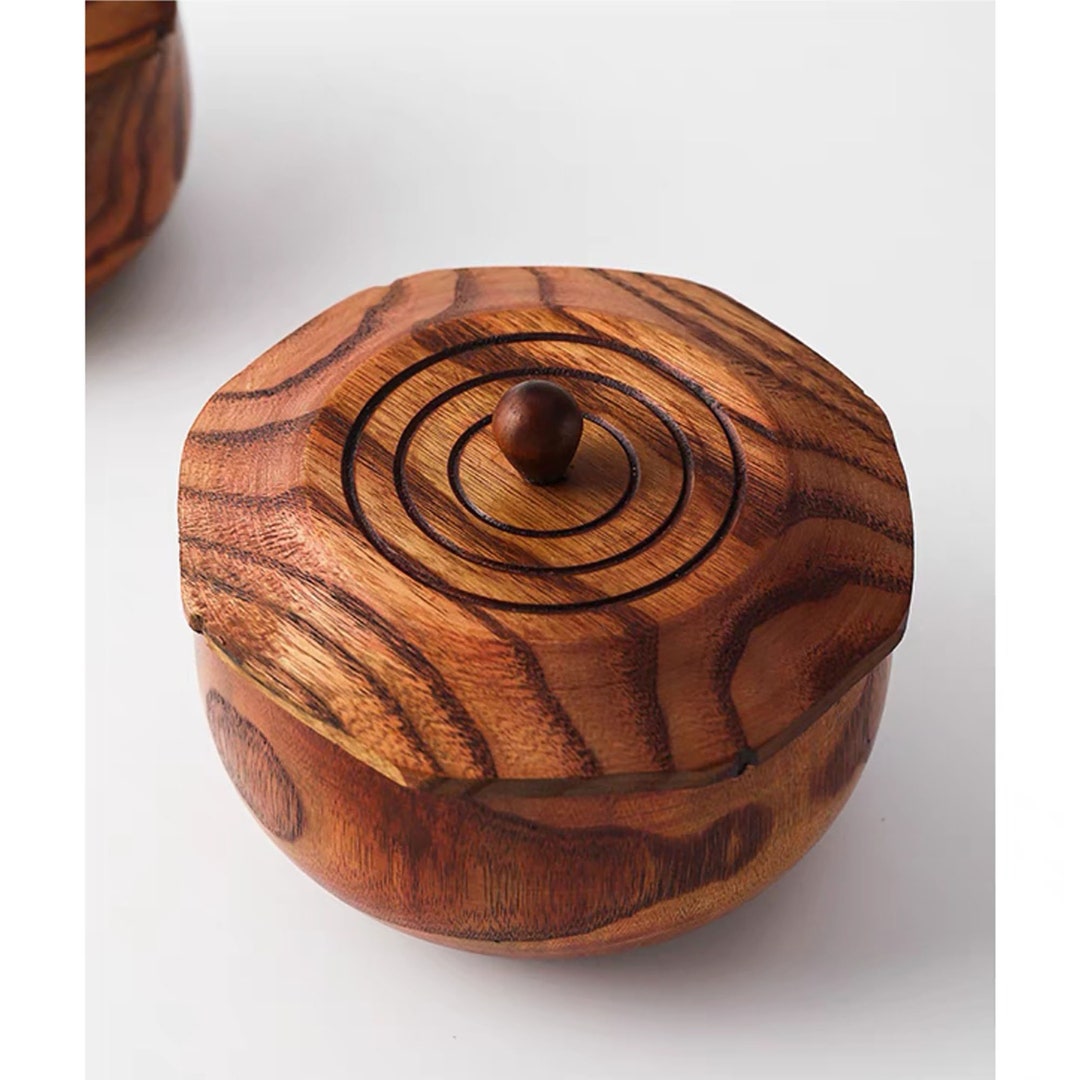 Solid Wood Storage Box Snack Box Fruit Container With Lid - Etsy