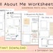 All About Me Worksheet Posters Instant Download Aesthetic Back to ...