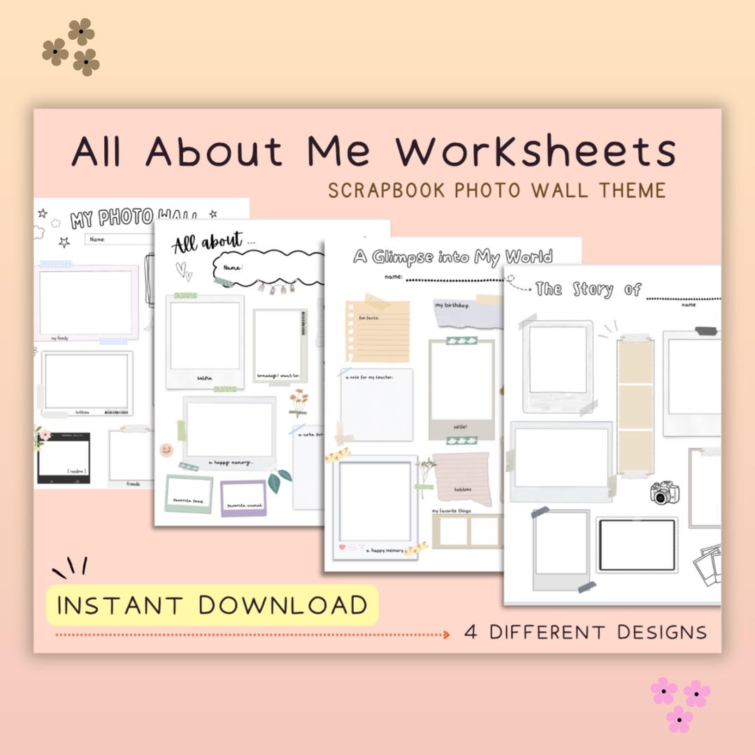 All About Me Worksheet Posters Instant Download - Aesthetic Back to ...