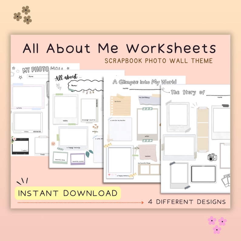 All About Me Worksheet Posters Instant Download - Aesthetic Back to ...
