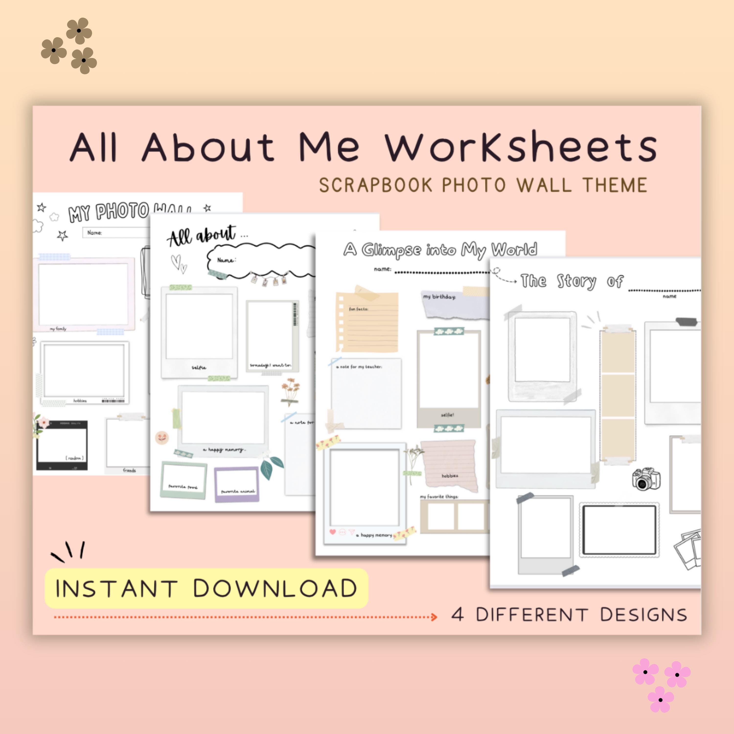 All About Me Worksheet Posters Instant Download - Aesthetic Back to ...