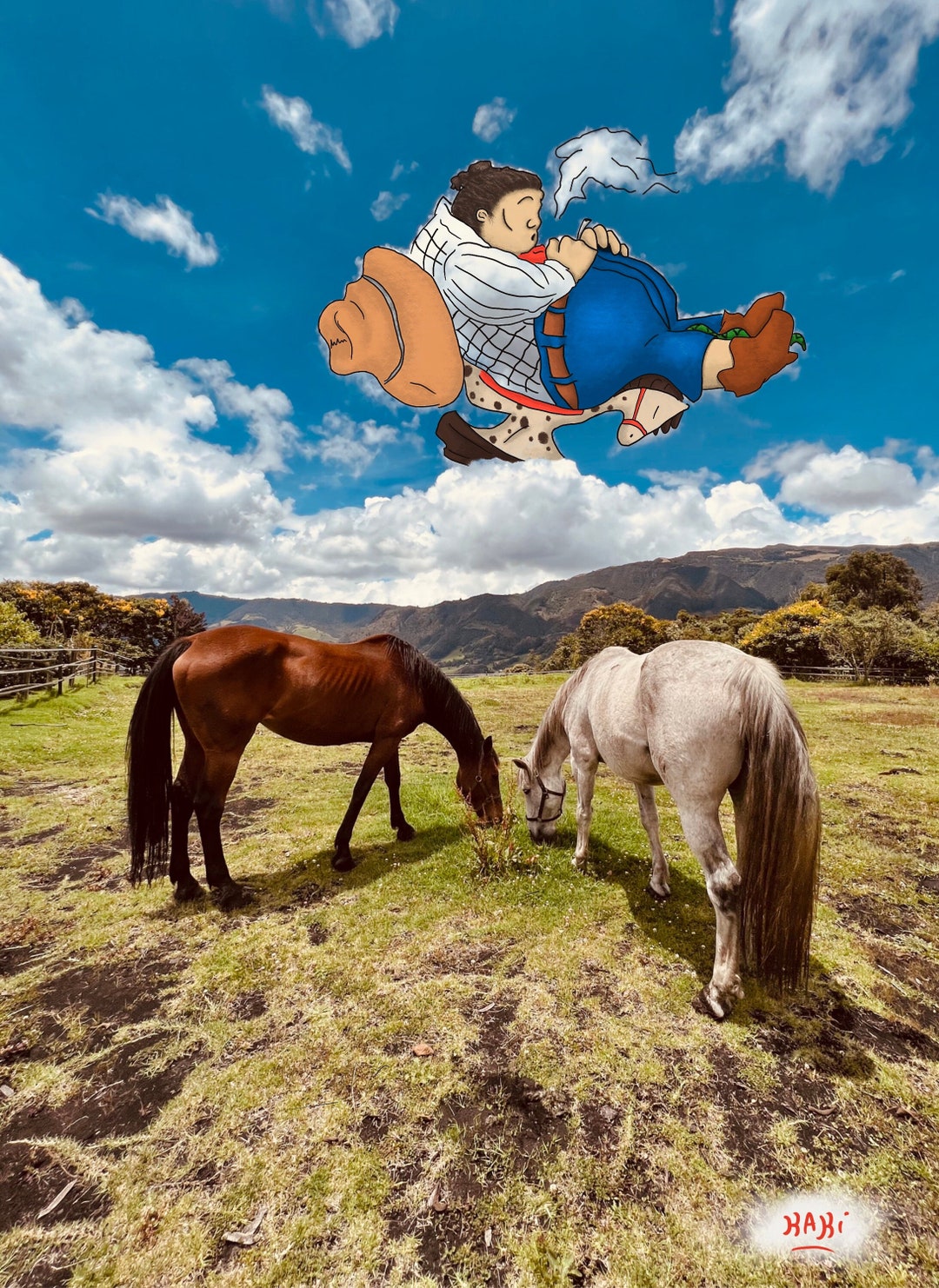 El Ranchero, Digital, Drawing, Sky, Cloud, Blue, Decoration, Frame, Art ...