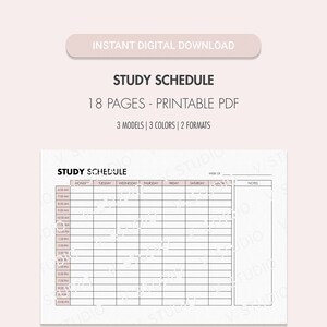 Digital Weekly Study Schedule Printable Student Organizer Study Tools ...