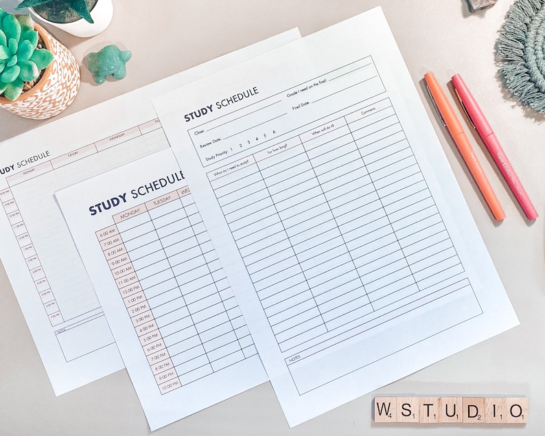 Digital Weekly Study Schedule Printable Student Organizer Study Tools ...