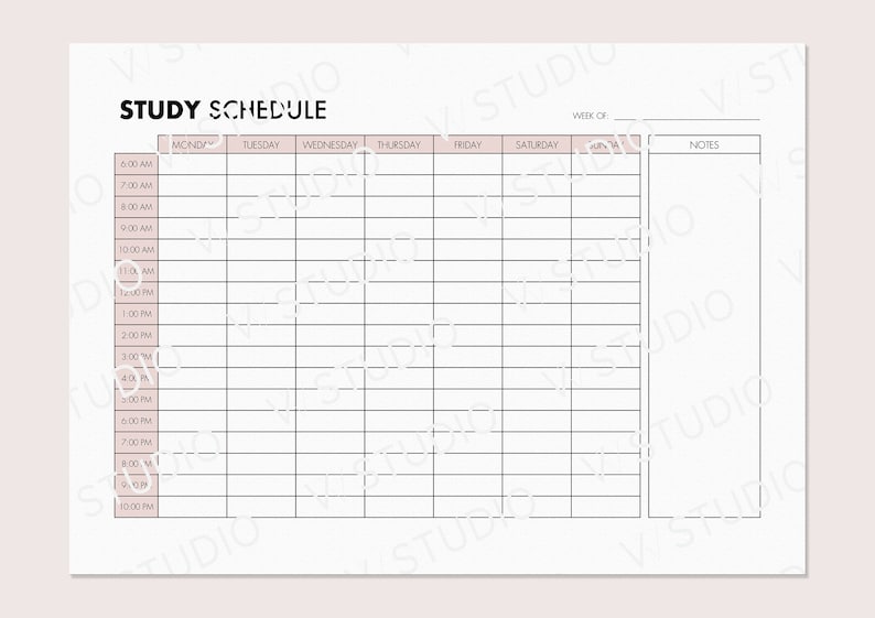 Digital Weekly Study Schedule Printable Student Organizer Study Tools ...