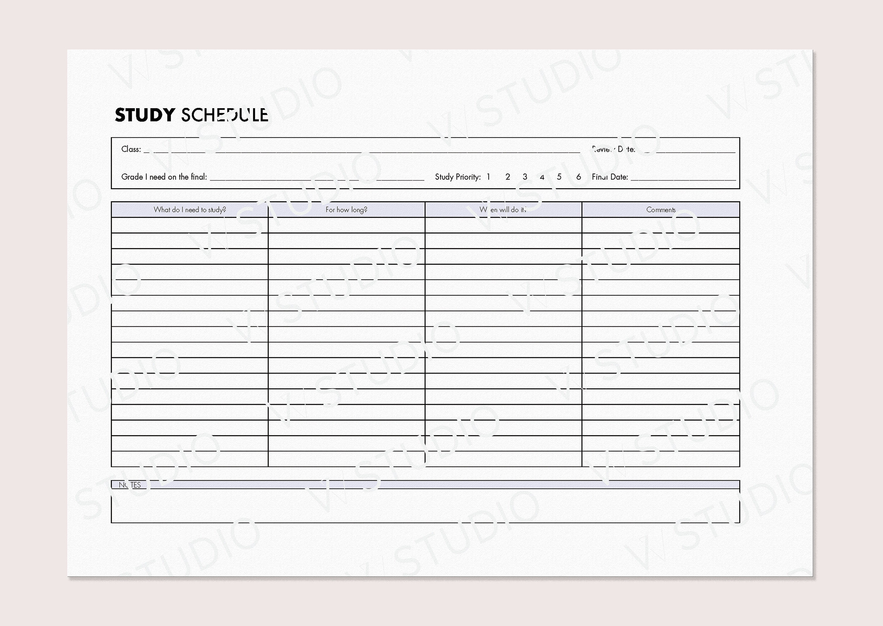 Digital Weekly Study Schedule Printable Student Organizer Study Tools ...