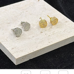 Moissanite Rapper Style Men's Screw Back Stud Earrings 18K Gold Plated ...