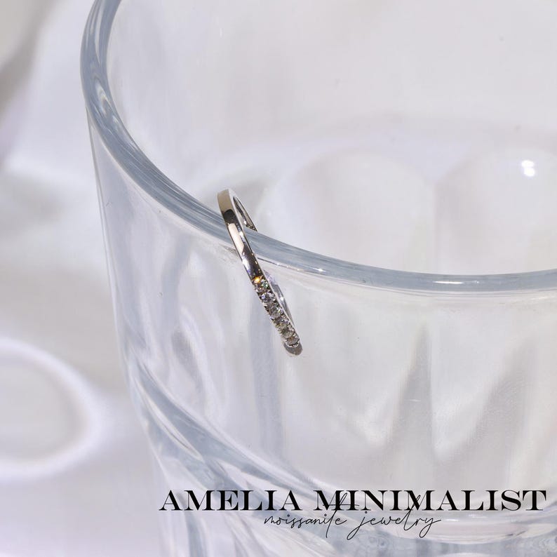 Minimalist Moissanite Open Design Ring, Adjustable Gap Band, Stackable ...