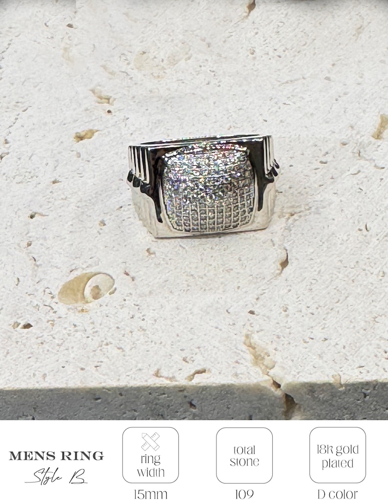 Moissanite Diamond Fully Iced Out Mens Band Ring Hip Hop Jewelry for ...