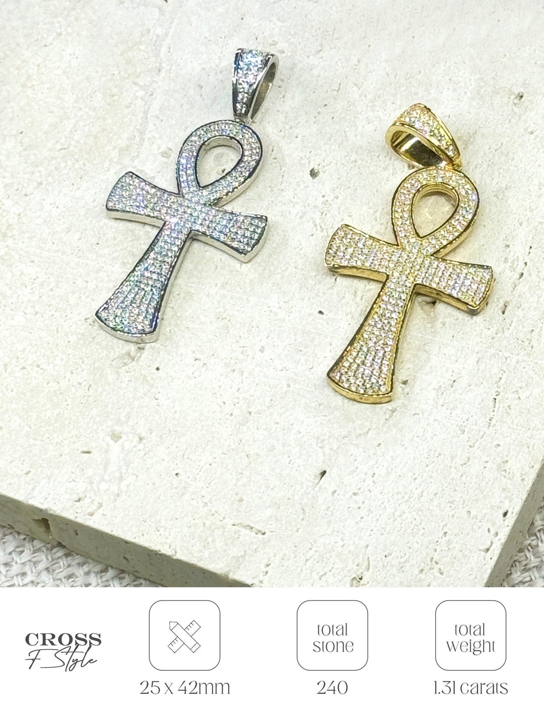 Moissanite Cross Diamond Necklace for Men and Women, Iced Out Pendant ...