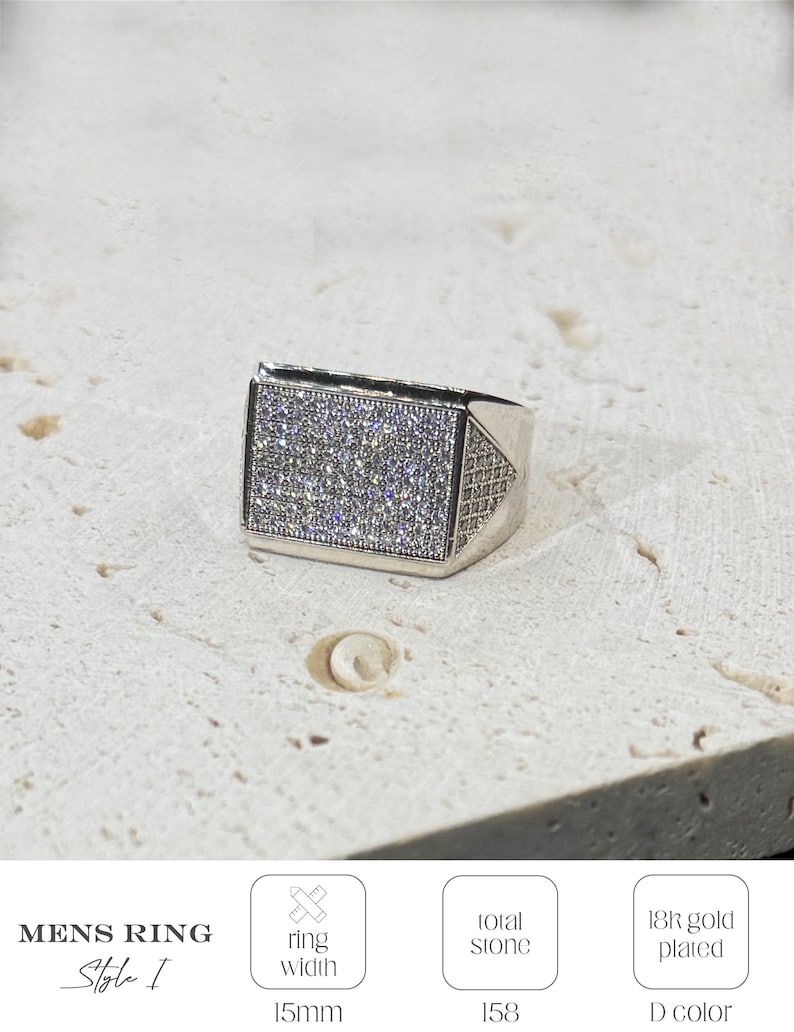 Moissanite Diamond Fully Iced Out Mens Band Ring Hip Hop Jewelry for ...