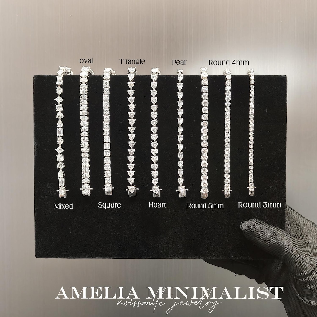 Moissanite Tennis Chain Bracelet, Diamond Elegant Bracelet, Sparkling ...