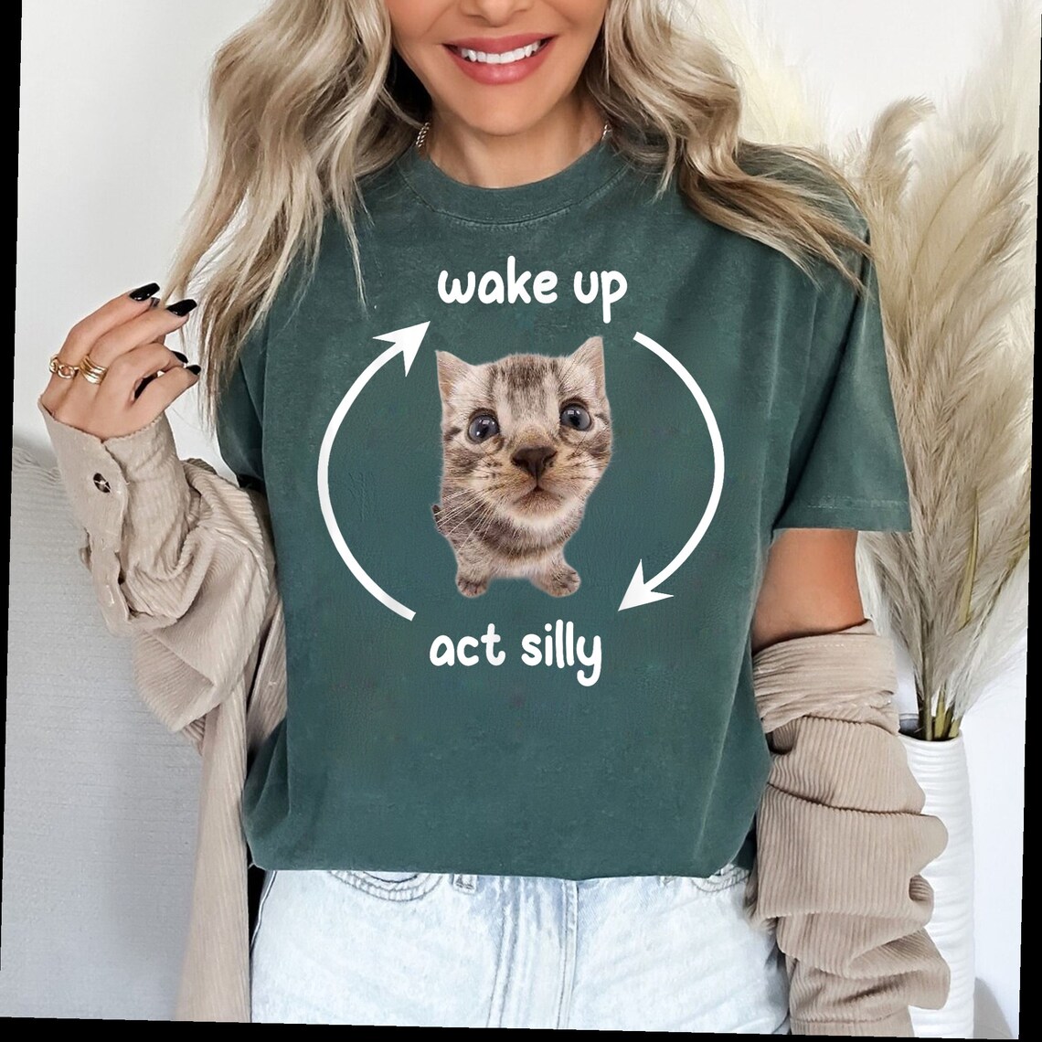 Wake up Act Silly Cat Wake up Act Silly Cat Kids Women Men T-shirt1002 ...