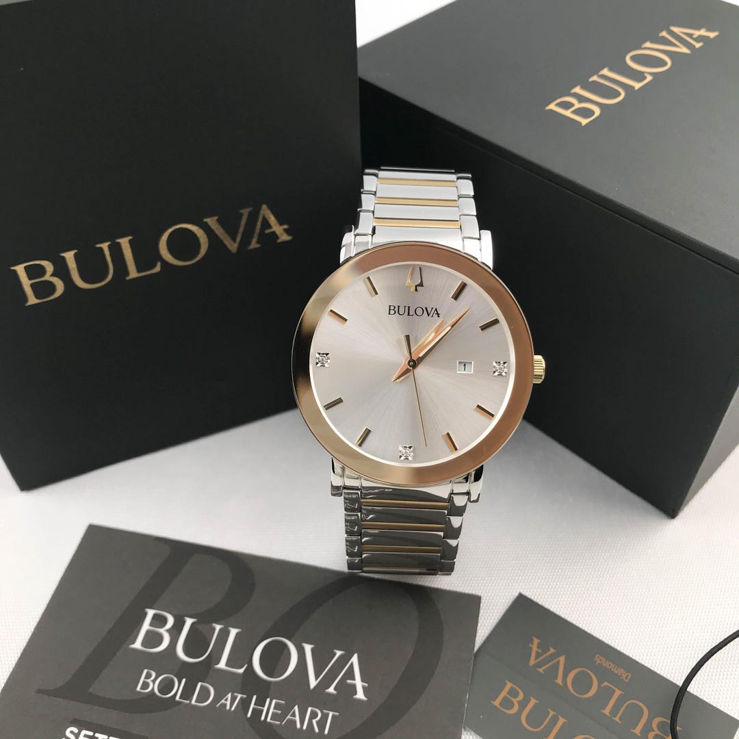 Bulova 98D151 Men's Futuro Modern Silver Dial Quartz Diamond Calendar ...