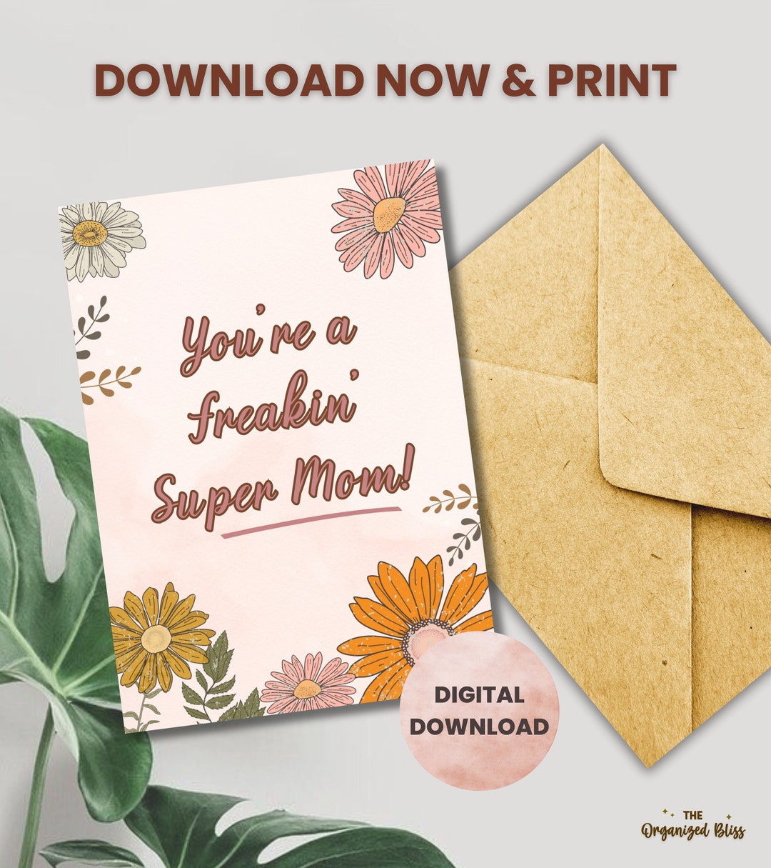 Happy Mothers Day Printable Greeting Card, Instant Digital Download ...