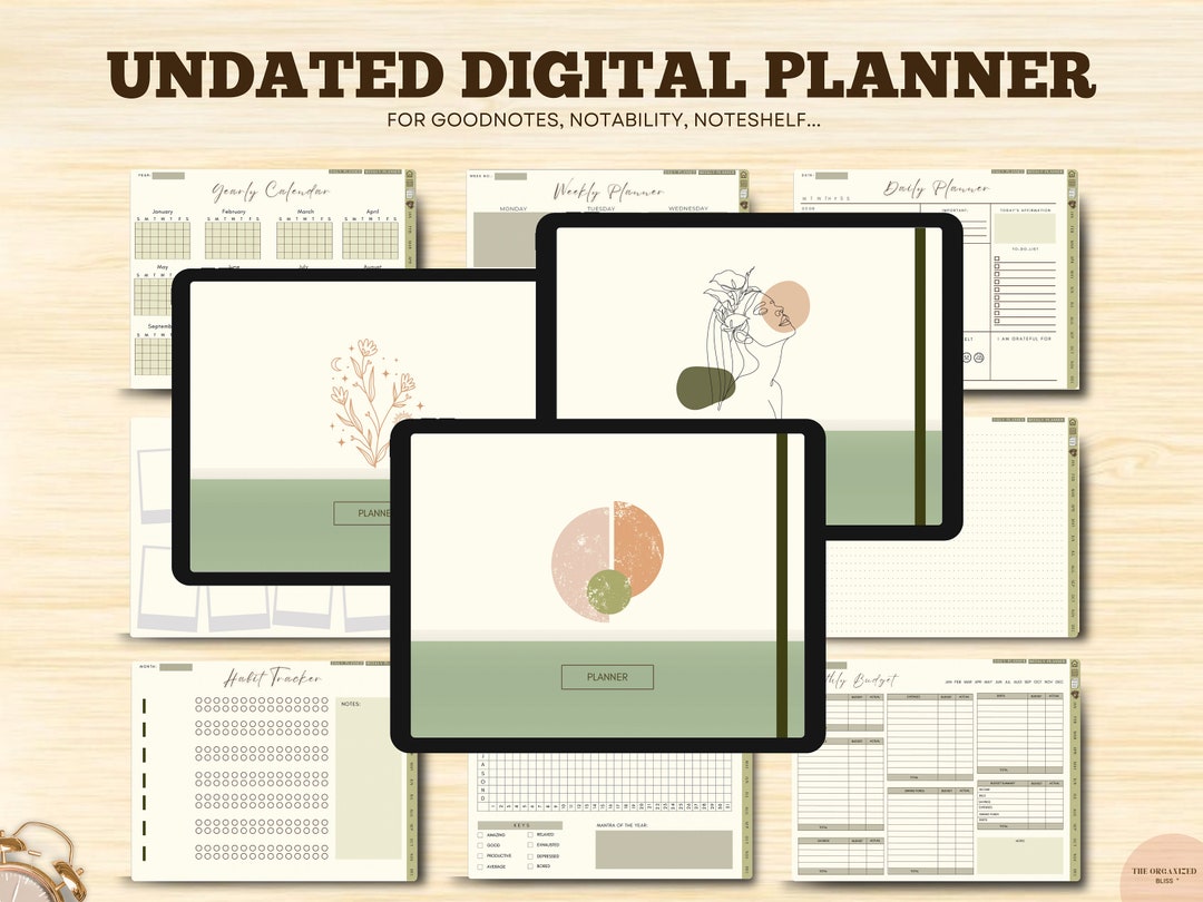 Undated Digital Planner Cozy Theme, Goodnotes Digital Planner, Monthly ...