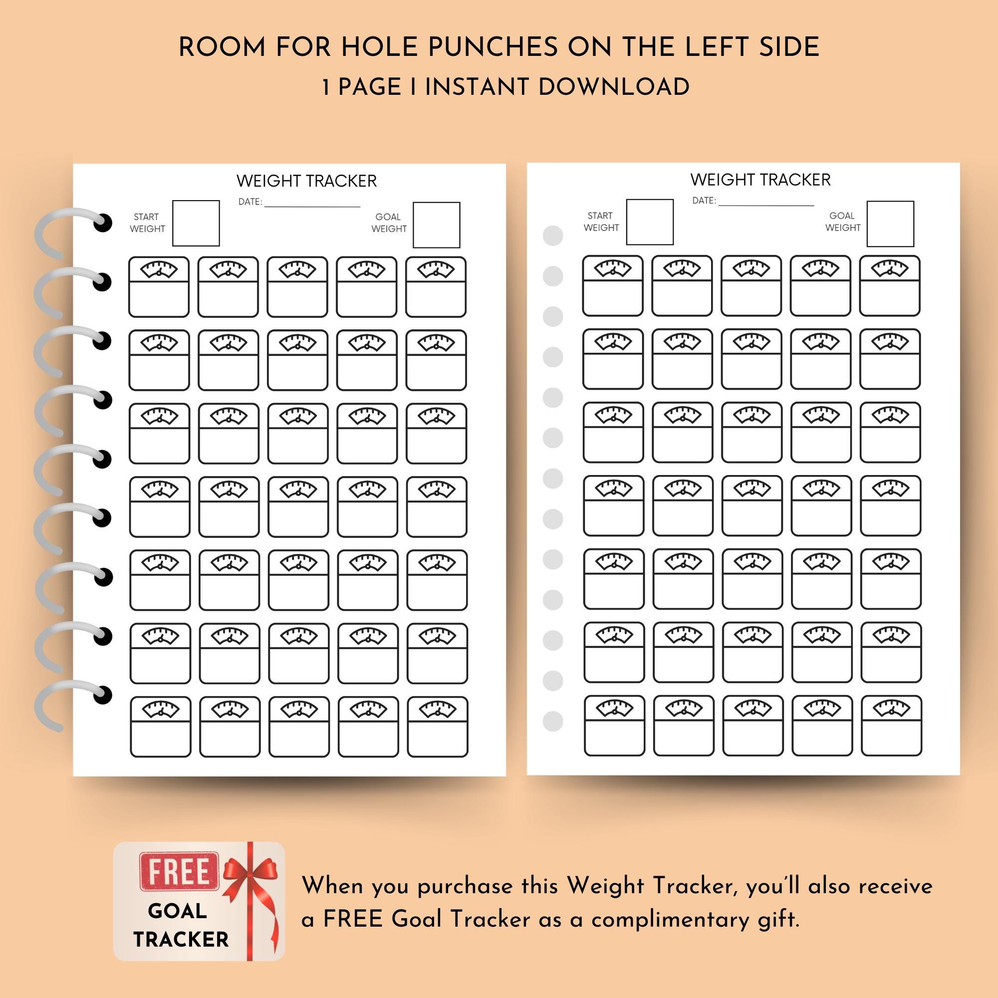 Printable Weight Tracker, Fitness Goal Tracker, Weight Loss Planner ...