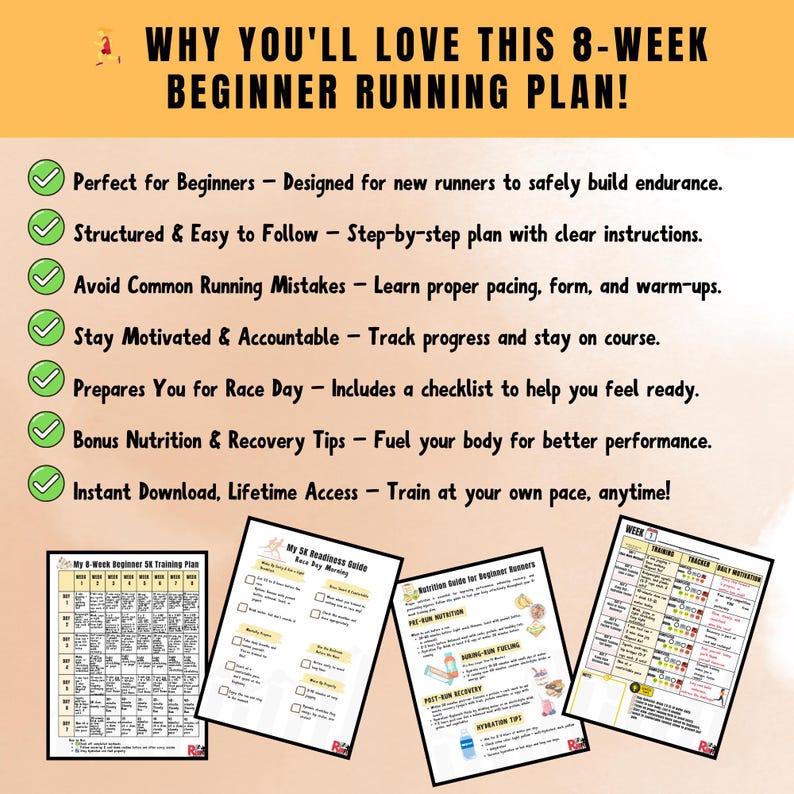 Beginner's 5K Training Plan and Tracker Printable Fitness Tracker ...