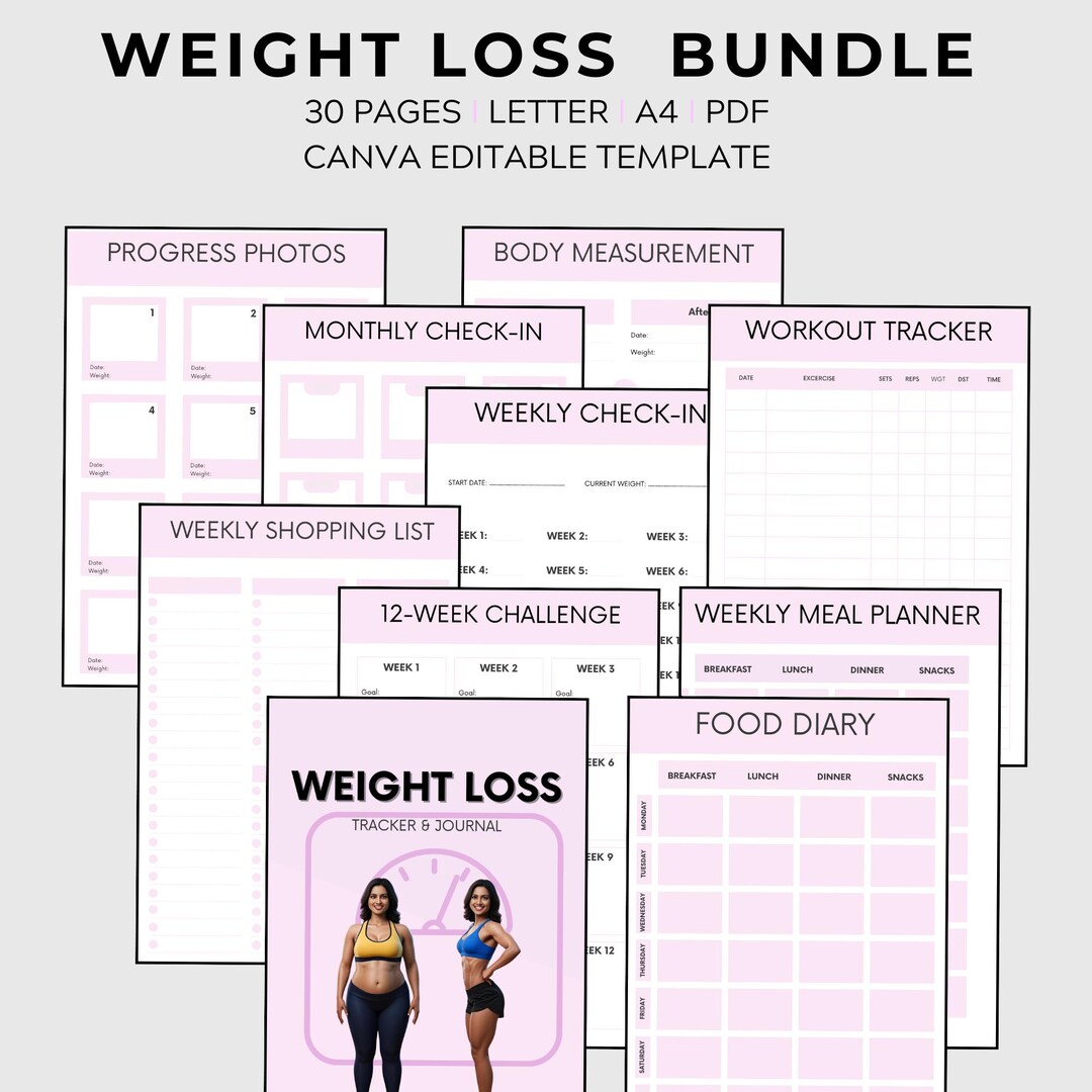 Digital Weight Loss Tracker and Journal Set, Weight Loss Tracker ...