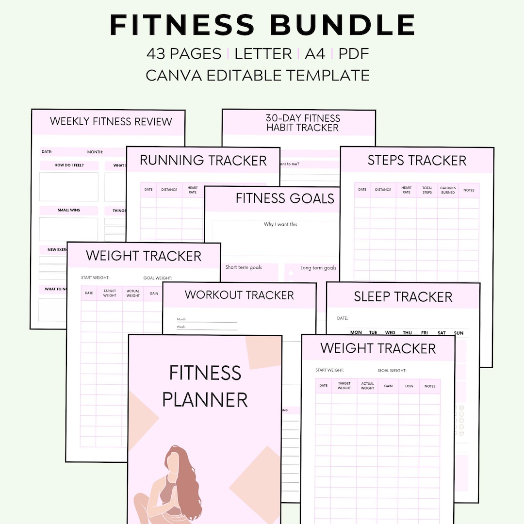 Editable Fitness Planner PDF, Printable Workout & Meal Planner, Fitness ...