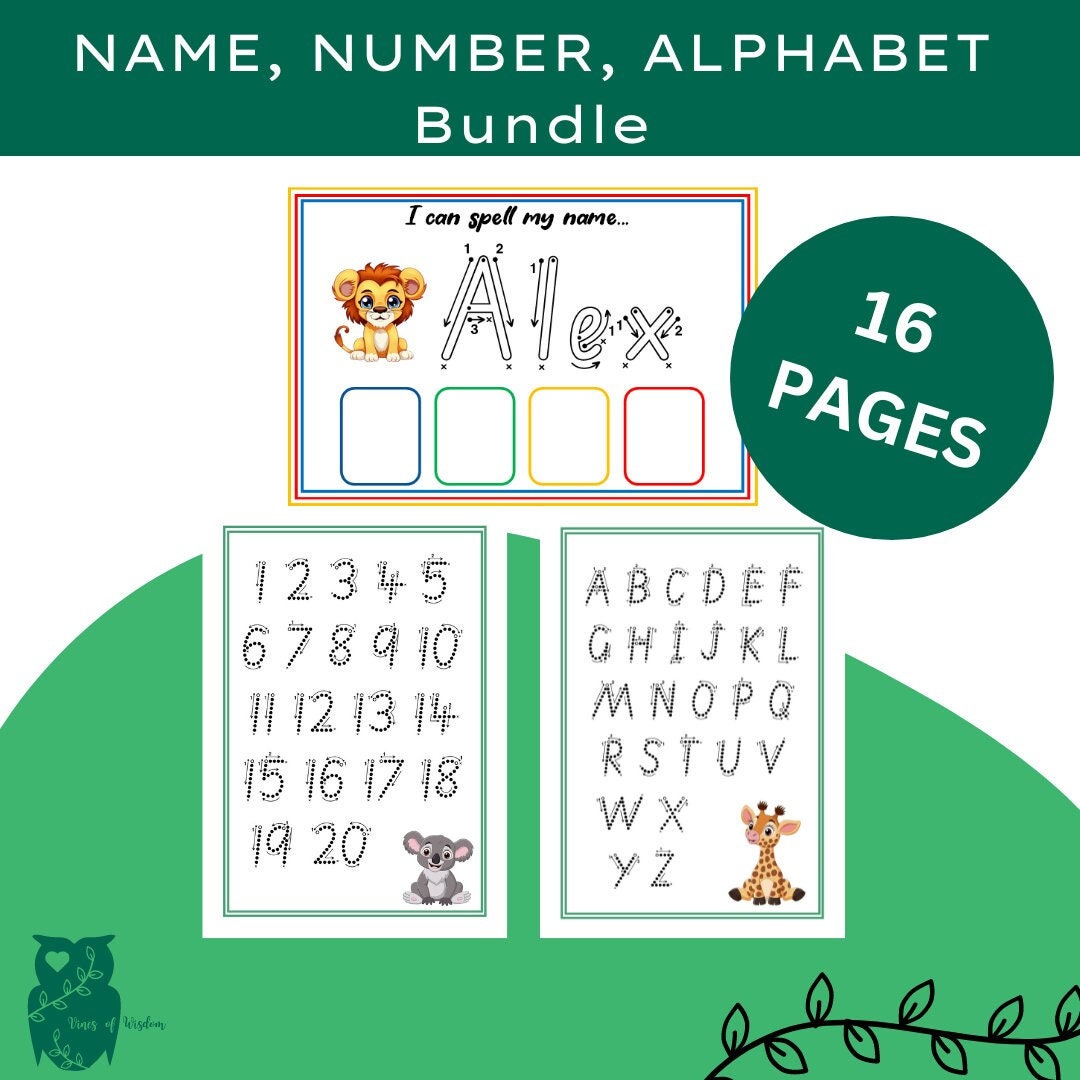 Name, Alphabet and Number Bundle! Tracing Practice Handwriting Learning ...