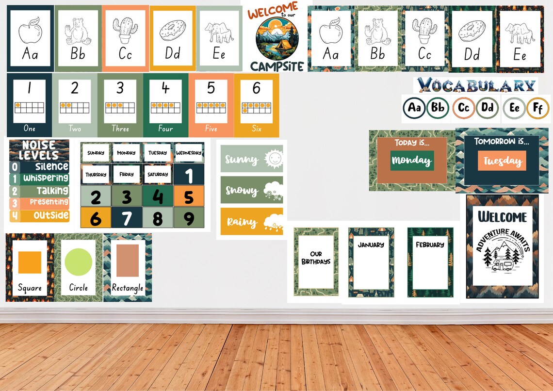 Camping Classroom Decor, Colourful, Decoration, Class, Birthday Chart ...