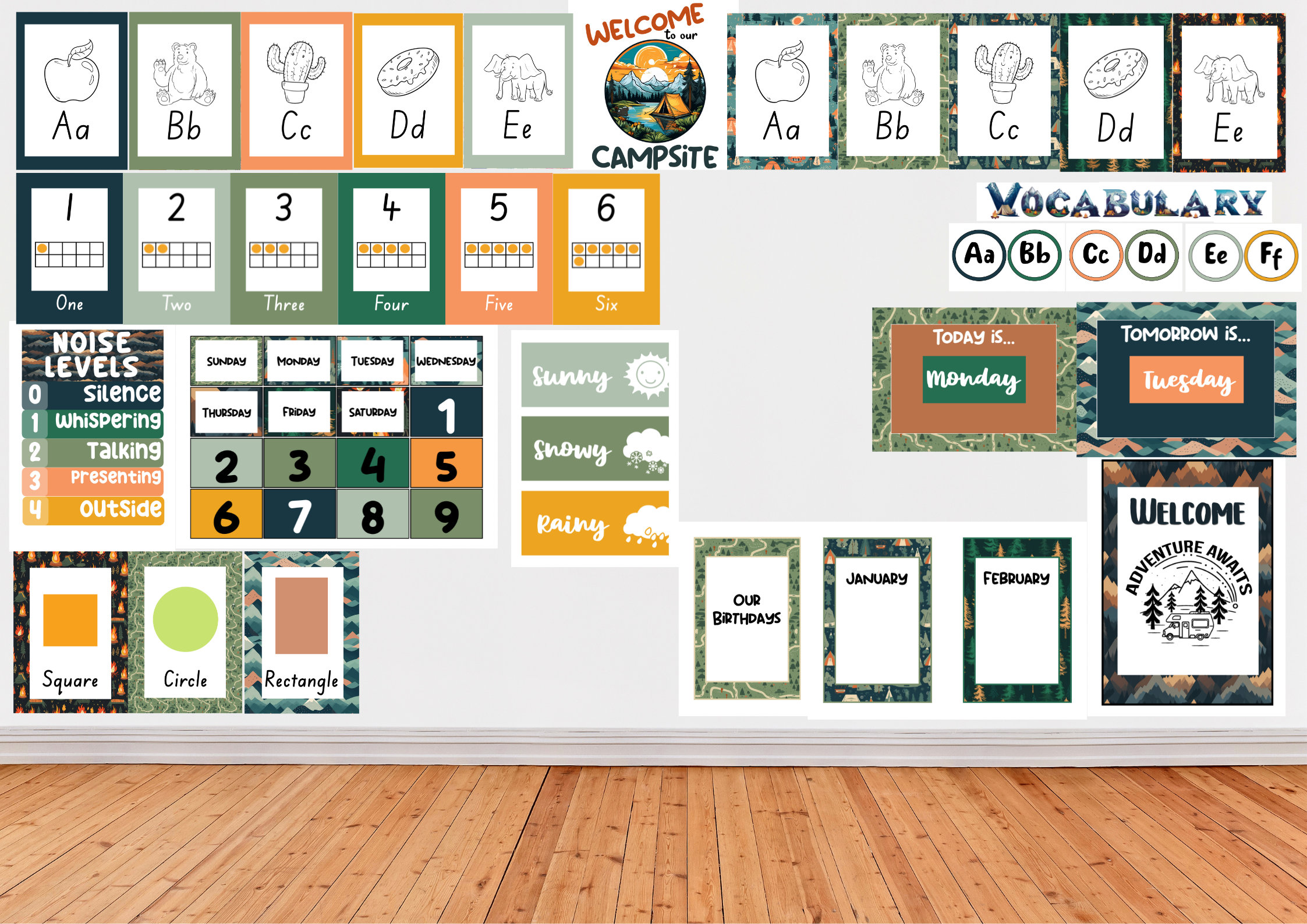 Camping Classroom Decor, Colourful, Decoration, Class, Birthday Chart ...