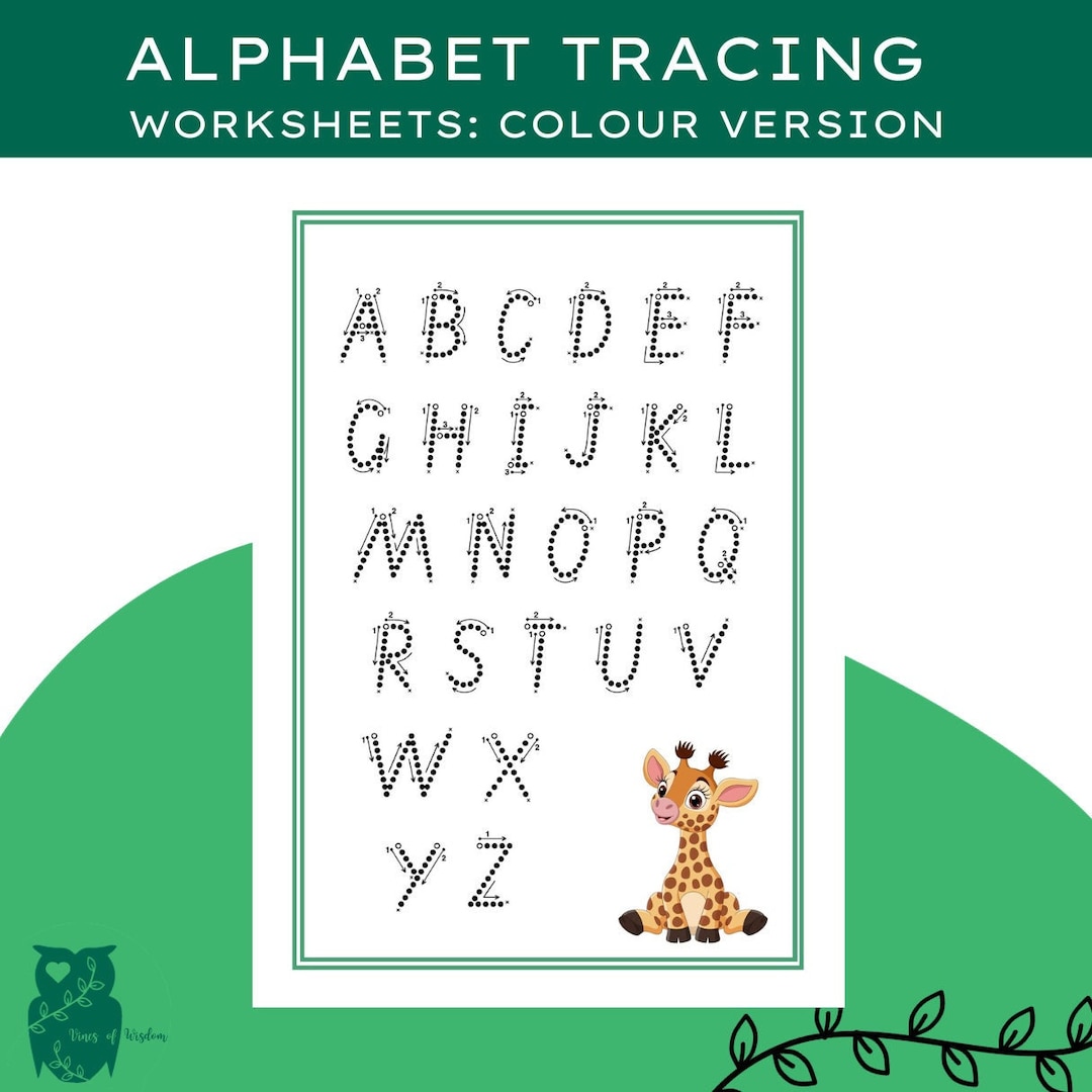 Alphabet Tracing Worksheets Colour Version, Letter Practice, Letter ...