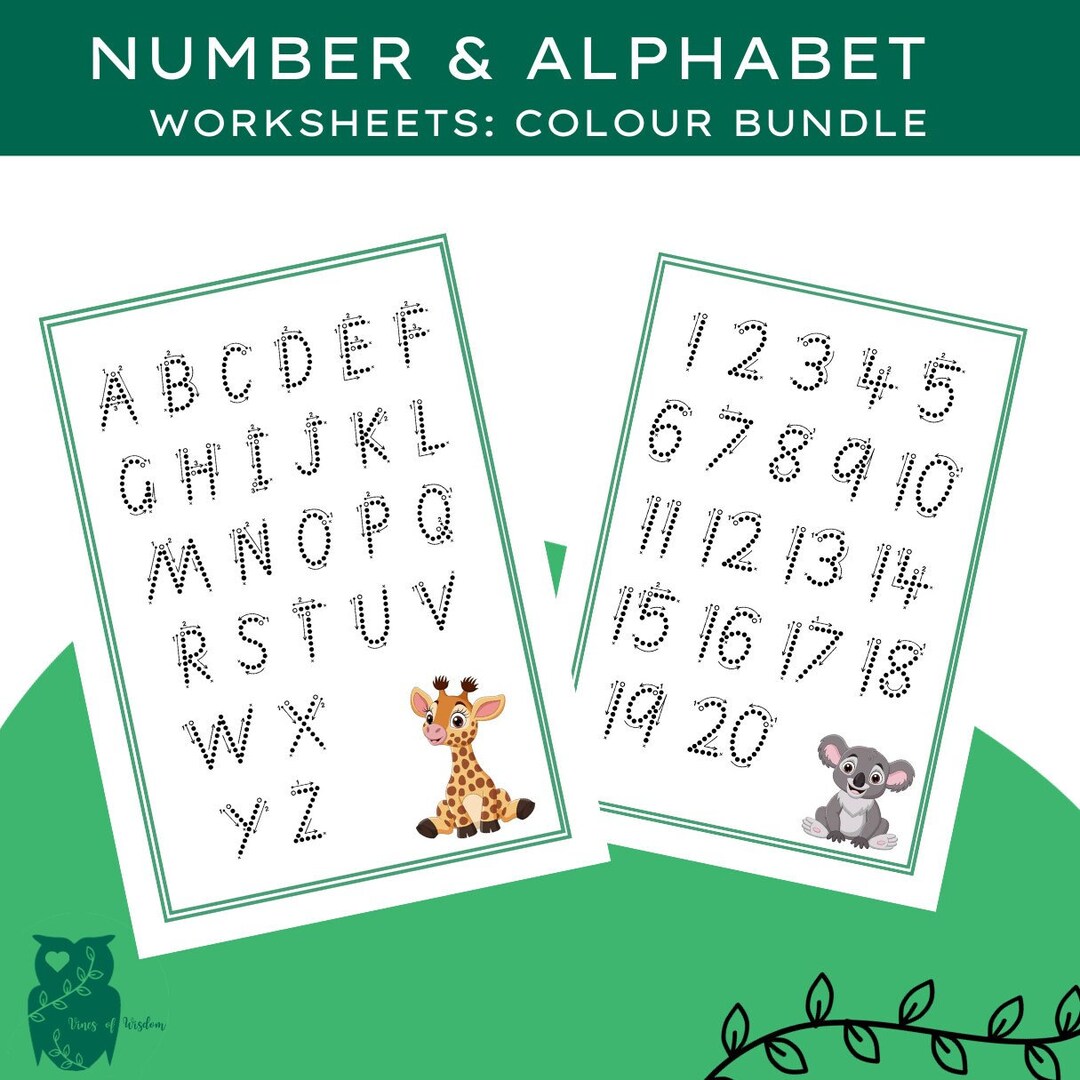 Number and Alphabet Tracing Worksheets Colour Bundle, Laminate and ...
