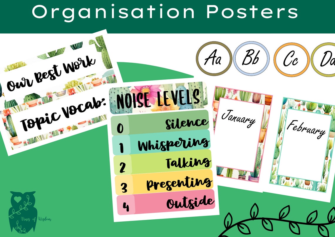 Cactus Classroom Decor, Plants, Blue, Pink, Green, Decoration, Class ...