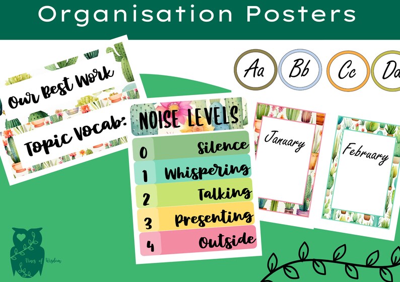 Cactus Classroom Decor, Plants, Blue, Pink, Green, Decoration, Class ...