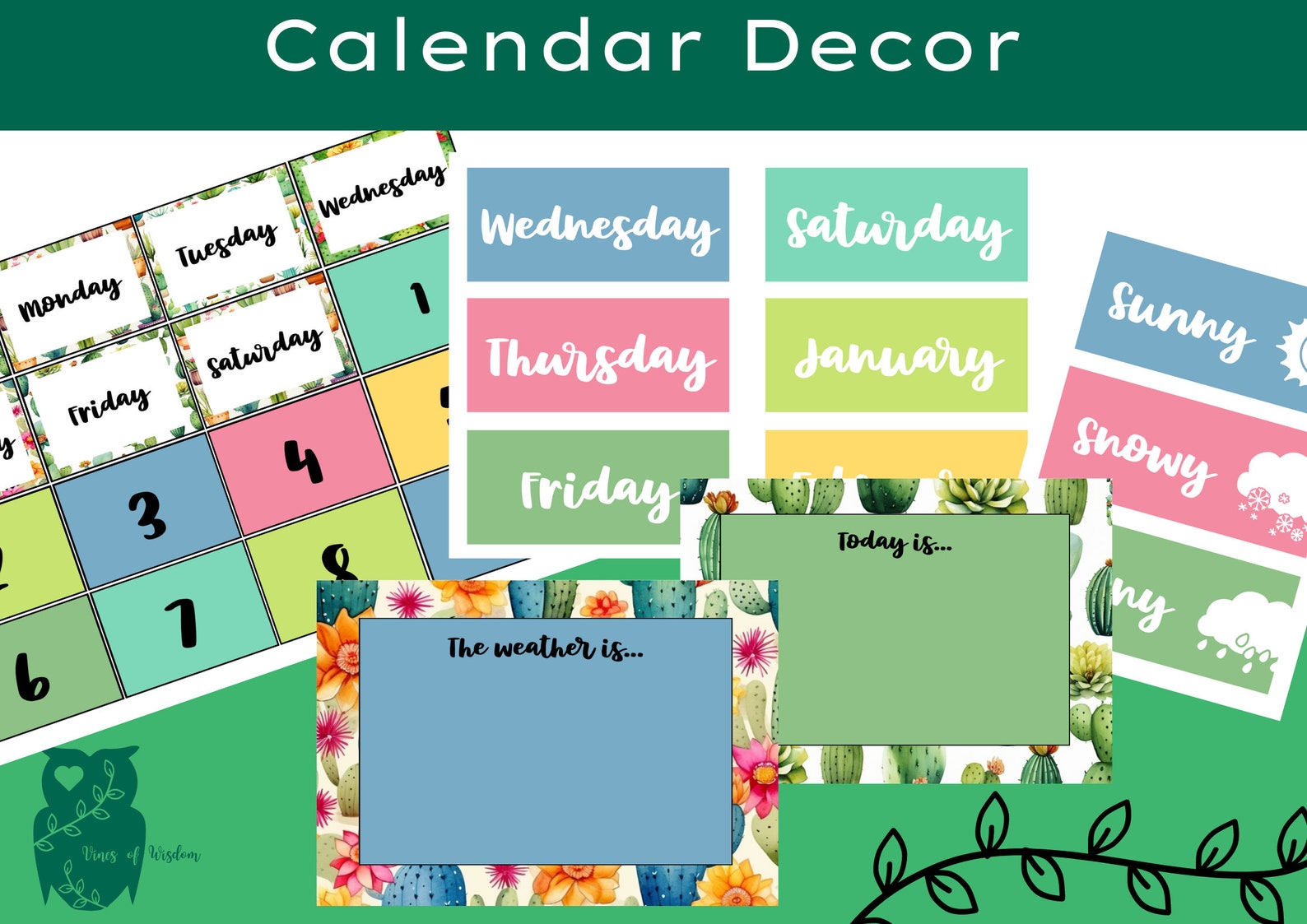 Cactus Classroom Decor, Plants, Blue, Pink, Green, Decoration, Class ...