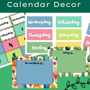 Cactus Classroom Decor, Plants, Blue, Pink, Green, Decoration, Class ...