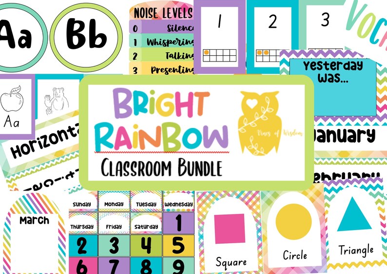 Bright Rainbow Classroom Decor, Colourful, Decoration, Class, Birthday ...