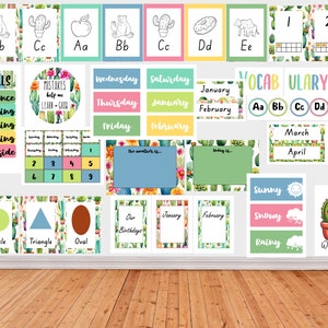 Cactus Classroom Decor, Plants, Blue, Pink, Green, Decoration, Class ...